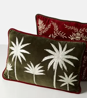 LES-OTTOMANS Embroidered Cotton Velvet Cushion