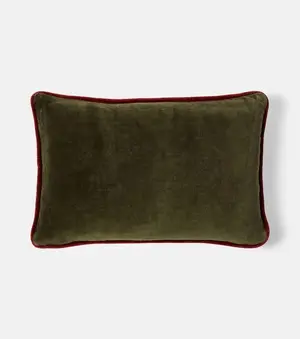 LES-OTTOMANS Embroidered Cotton Velvet Cushion