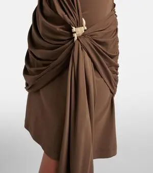 FERRAGAMO Draped Jersey Mini Dress - Brown