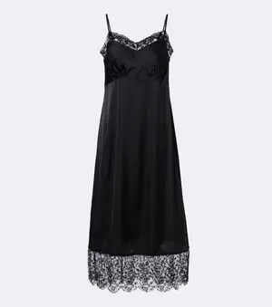 Simone Rocha Satin Slip Dress With Lace Trim - Black