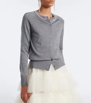 Simone Rocha Embellished Wool And Silk Cardigan