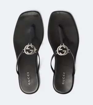Gucci Interlocking G Leather Thong Sandals