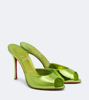 CHRISTIAN LOUBOUTIN Me Dolly Mirrored Leather Mules - Green