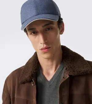 Eleventy Baseball Cap In Wool, Silk, And Cashmere - Blue