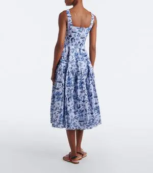 Erdem Printed Cotton Poplin Midi Dress