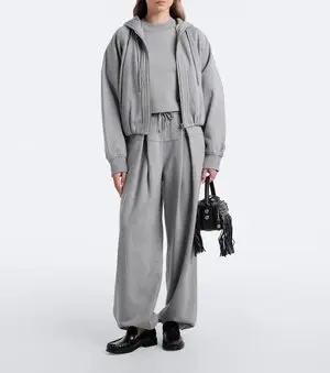 Sportmax Cotton-blend Jersey Hoodie - Grey