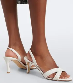 Manolo Blahnik Volusan Leather Slingback Sandals - White