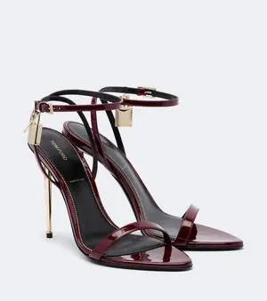 TOM FORD Padlock Patent Leather Stiletto Sandals - Red