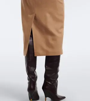 Max Mara Camel Hair Midi Skirt - Beige