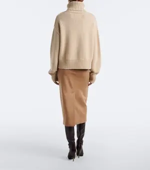 Max Mara Camel Hair Midi Skirt - Beige