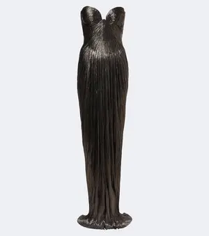 MARIA LUCIA HOHAN Nadira Silk Bustier Gown - Grey