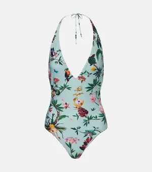 La DoubleJ Printed Halterneck Swimsuit - Green