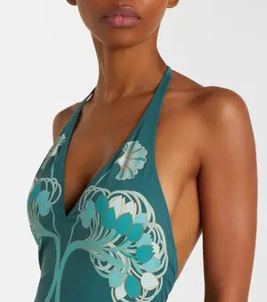 La DoubleJ Printed Halterneck Swimsuit - Green