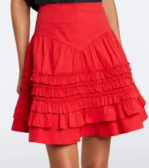 GANNI Ruffled Cotton-blend Miniskirt