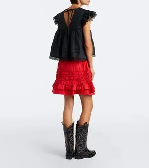 GANNI Ruffled Cotton-blend Miniskirt