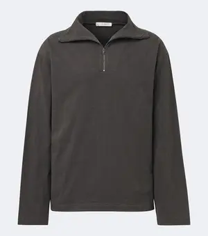 THE ROW Marcielo Cotton Half-zip Top - Grey