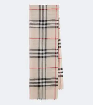 Burberry Check Wool And Silk Scarf Multicoloured
