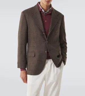 Brunello Cucinelli Prince Of Wales Check Cashmere Blazer