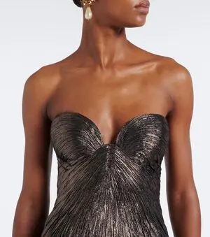 MARIA LUCIA HOHAN Nadira Silk Bustier Gown - Grey