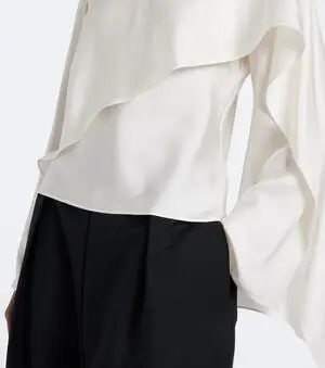 RÓHE Caped Silk Satin Turtleneck Top