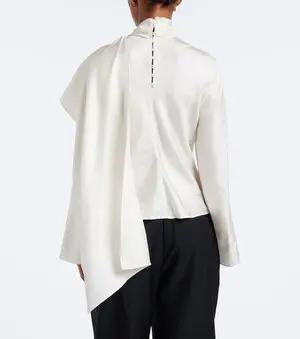 RÓHE Caped Silk Satin Turtleneck Top