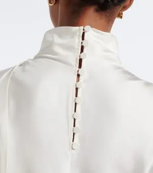 RÓHE Caped Silk Satin Turtleneck Top