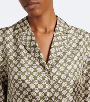 Max Mara Printed Silk Twill Shirt - Green