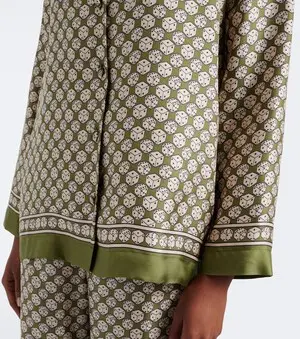 Max Mara Printed Silk Twill Shirt - Green
