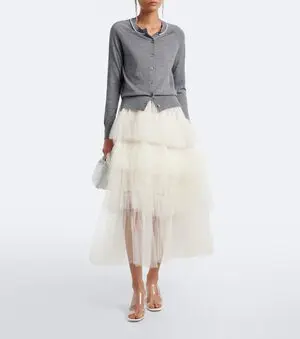 Simone Rocha Ruffled Tulle Midi Skirt