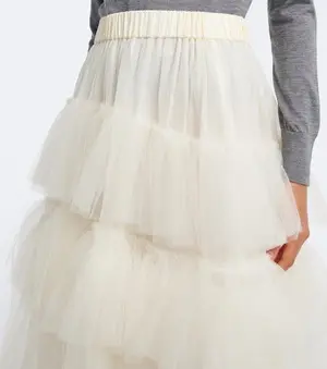 Simone Rocha Ruffled Tulle Midi Skirt