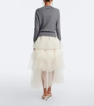 Simone Rocha Ruffled Tulle Midi Skirt