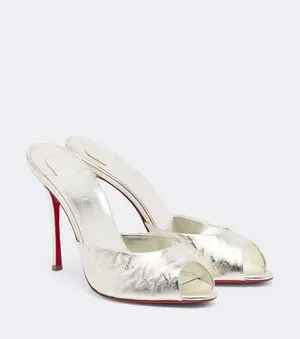 CHRISTIAN LOUBOUTIN Me Dolly Metallic Leather Mules - Silver
