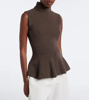 RÓHE Ribbed Wool And Cashmere Turtleneck Top