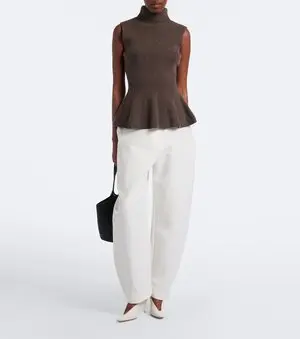 RÓHE Ribbed Wool And Cashmere Turtleneck Top