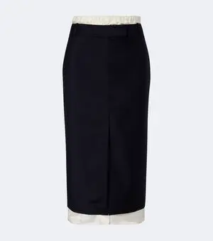 RÓHE Wool And Mohair Midi Skirt - Blue