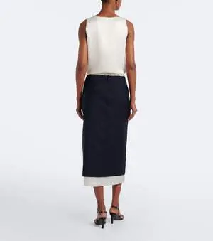 RÓHE Wool And Mohair Midi Skirt - Blue