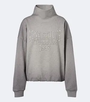 Acne Studios Logo Cotton Fleece Sweatshirt - Grey