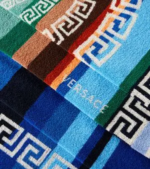 Versace Greca Striped Cotton Terry Bath Sheet - Multicoloured