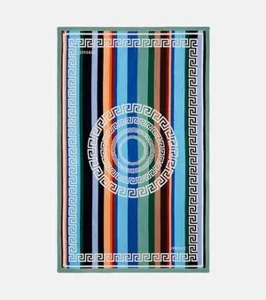 Versace Greca Striped Cotton Terry Bath Sheet - Multicoloured