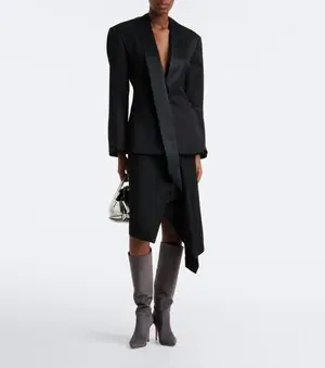GIANVITO ROSSI Suede Knee-high Pointed Toe Boots - Grey