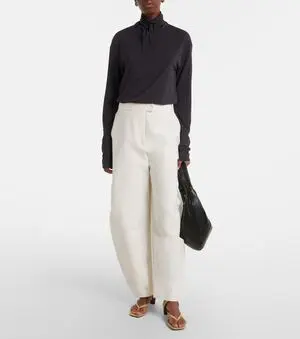 LEMAIRE Cotton Jersey Turtleneck Top - Black