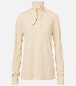 LEMAIRE Cotton Jersey Turtleneck Top - White