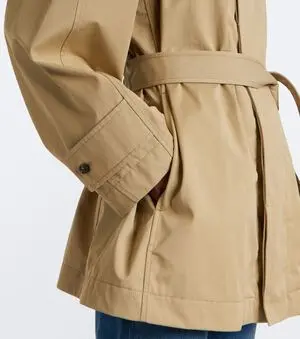 Bottega Veneta Cotton Trench Coat With Leather Trim - Brown