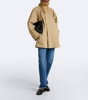 Bottega Veneta Cotton Trench Coat With Leather Trim - Brown