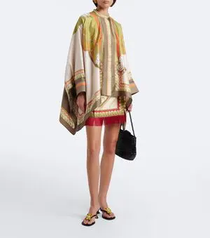 La DoubleJ Printed Fringe-trimmed Silk Miniskirt