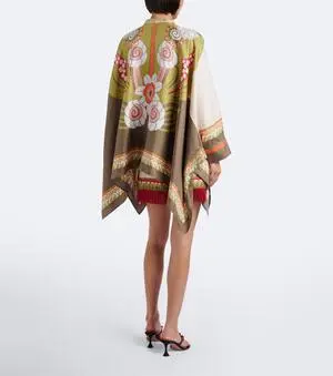 La DoubleJ Printed Fringe-trimmed Silk Miniskirt