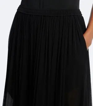 Saint Laurent Ruffled Silk Maxi Skirt - Black