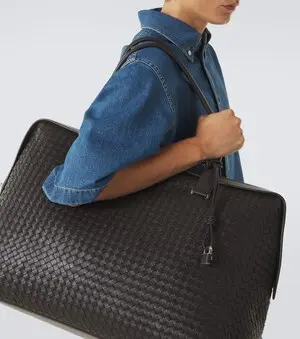 Bottega Veneta Vaporetto Intrecciato Leather Duffel Bag