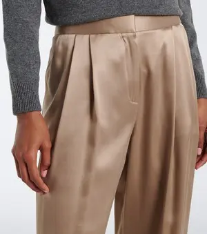 TOM FORD Pleated Silk Wide-leg Pants - Beige