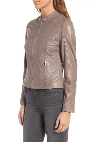 Mauritius Leather Lambskin Leather Moto Jacket